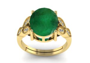 lmdprajapatis 9.25 ratti certified emerald panna stone gold plated adjustable fine jewelry ring for women's