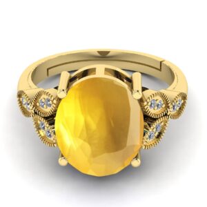 LMDPRAJAPATIS 5.25 Carat Natural Yellow Sapphire Birthstone Gold Ring For Women