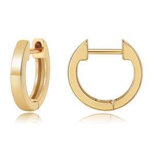 gacimy gold huggie earrings for women 14k real gold plated, small gold hoop earrings cartilage ear cuff for women, yellow gold 13mm