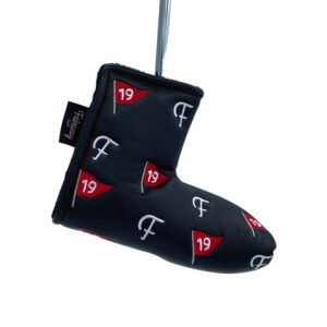 fairway golf | blade putter cover | premium putter headcover protector with strong magnetic closure | fits scotty cameron taylormade odyssey etc. | 19th hole flag | black