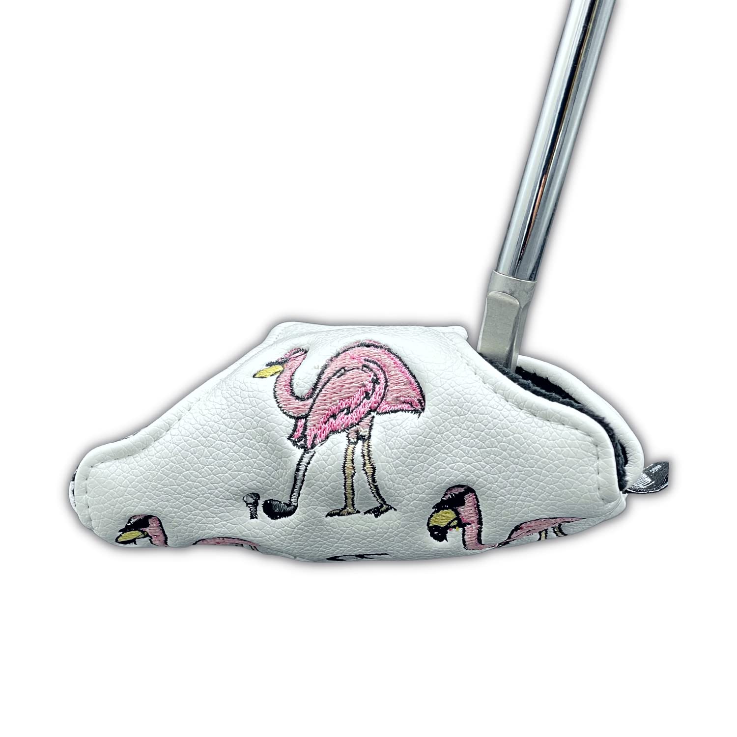 Fairway Golf | Mallet Putter Cover | Premium Putter Headcover Protector with Strong Velcro Closure | Fits Scotty Cameron Taylormade Odyssey etc. | Flamingo | White