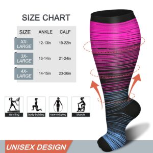 3 Pairs Plus Size Compression Socks for Women and Men Wide Calf Extra Knee High Support for Circulation