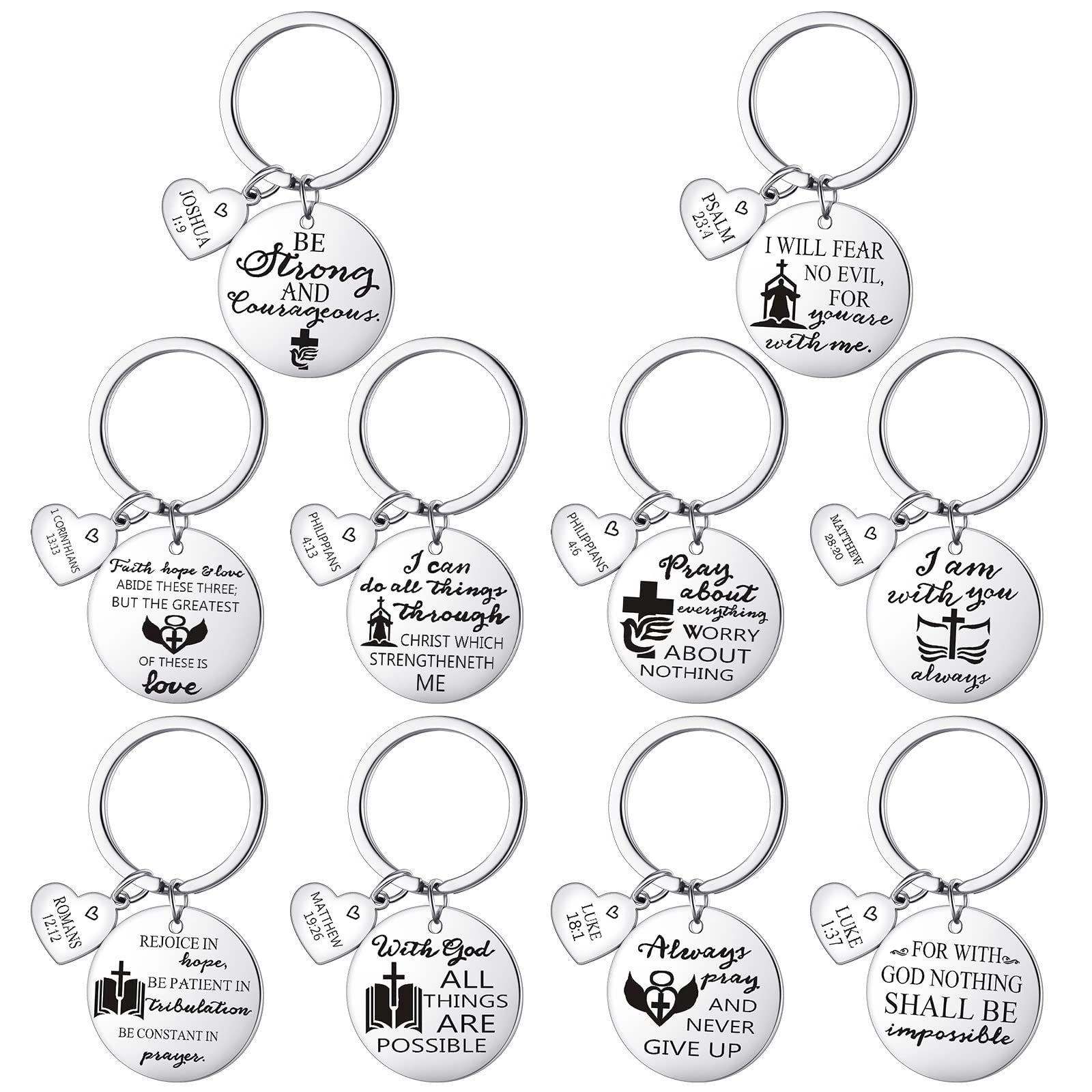 10 Pieces Christian Keychains for Women Bible Verse Keychain Christian Mom Gift for Women Faith Religious Keychains for Women Men Christian Inspirational Keychains Easter Prayer Christian Keyring