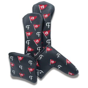 Fairway Golf | Blade Putter Cover | Premium Putter Headcover Protector with Strong Magnetic Closure | Fits Scotty Cameron Taylormade Odyssey etc. | 19th Hole Flag | Black