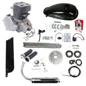 upgraded 100cc bicycle engine, 2 stroke motorized bike motor conversion kit cdi air-cooling petrol gas fit for 26"-28" bikes with v-frame, super fuel-efficient air-cooling modified full set