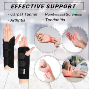 2 Pcs Wrist Brace for Kids Youth Carpal Tunnel Black Splints Wrist Brace Night Support with Adjustable Compression Straps for Children Sports Sleep (Age 8-12)