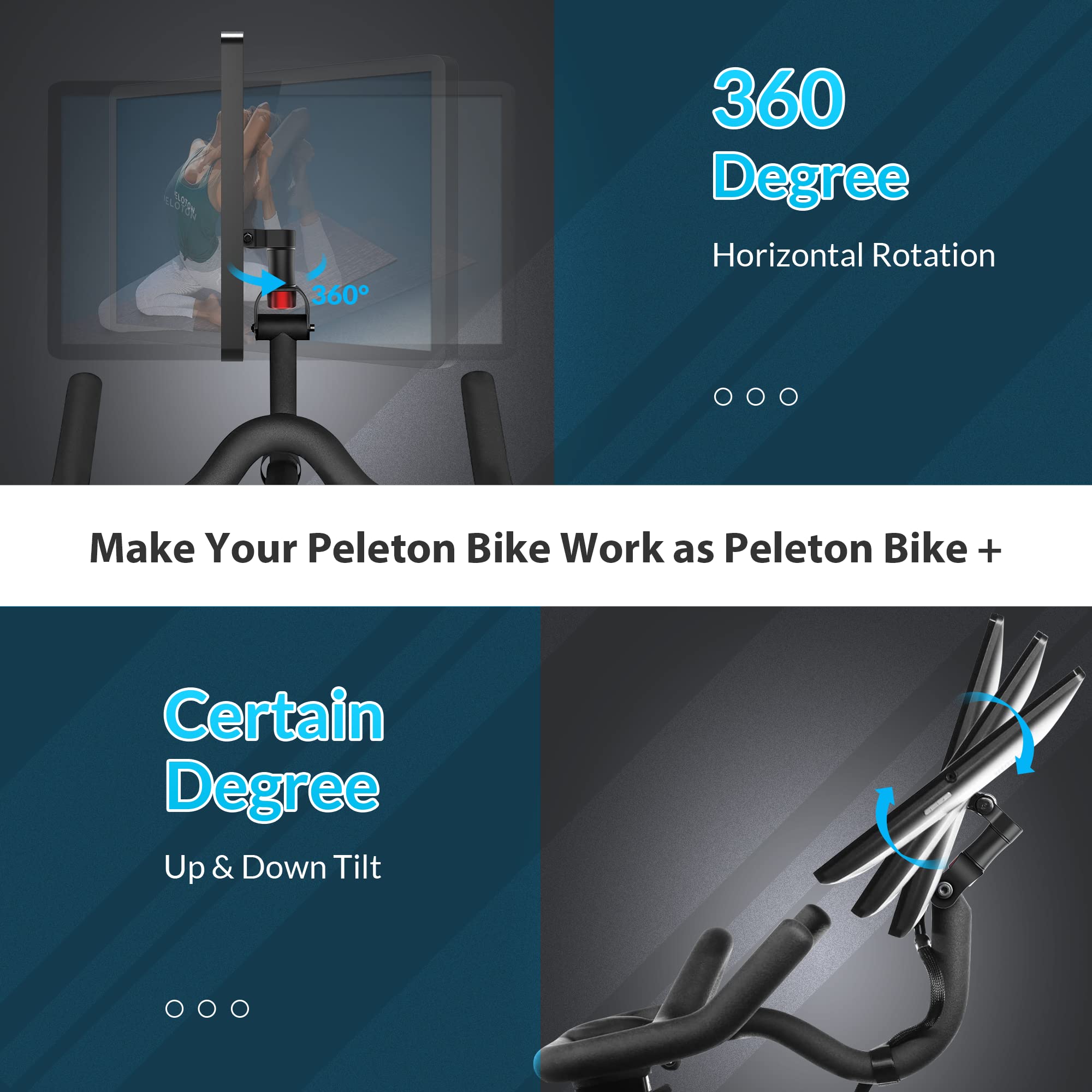 360 ° Rotate Screen Monitor Adjuster for Peloton Bike Up&Down Tilt Peloton Bike Screen Swivel Pivot Screen Adapter Attachment Aviation Aluminum Sturdy Hold Chic Design