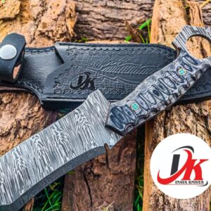 Custom hand made Damascus steel hunting knife,11" inches Skinner,out door survival camping,fix blade, classic, Christmas gift, nice grip handle,sharp, slicer, Leather sheath HUNT-01