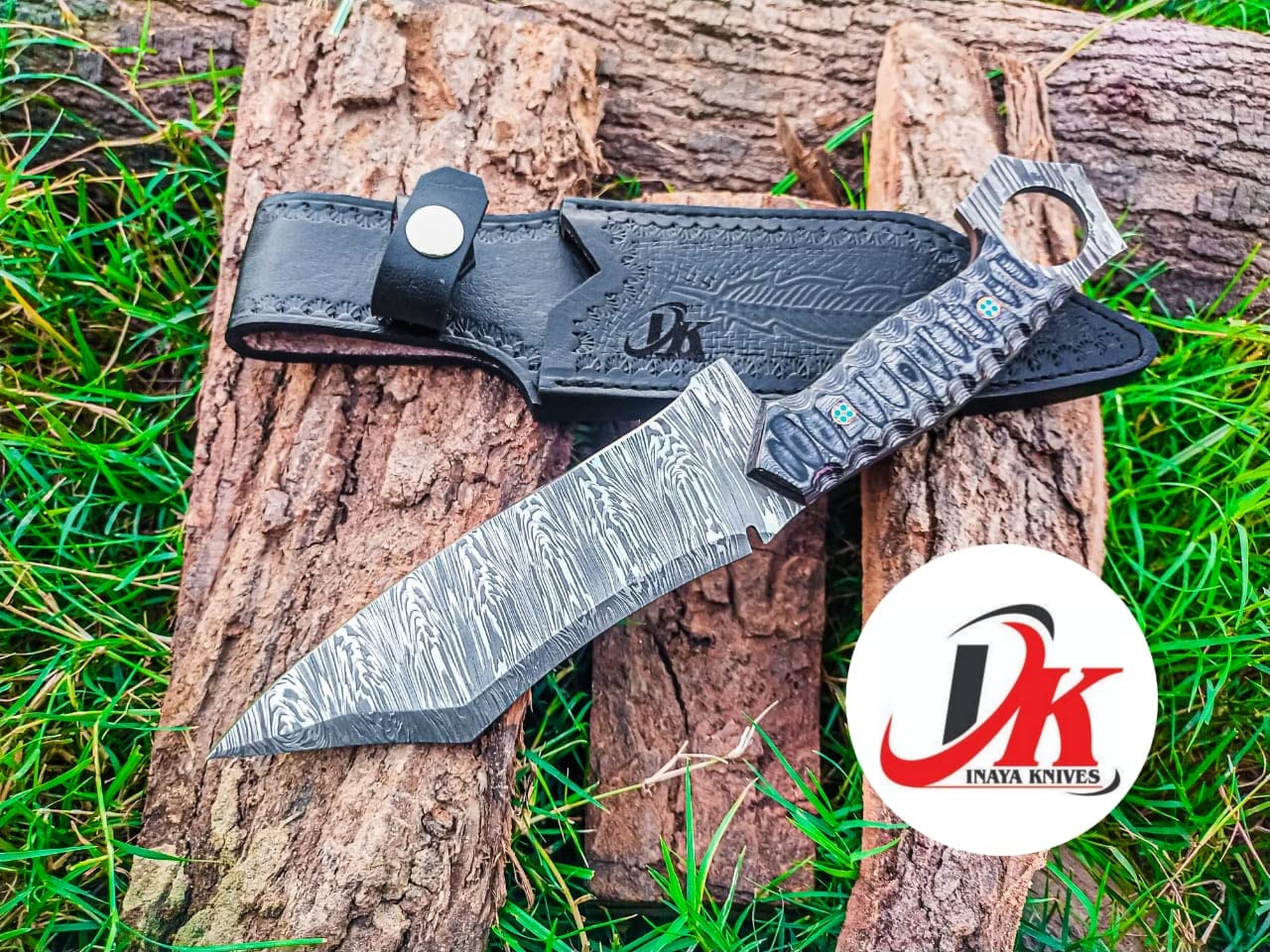 Custom hand made Damascus steel hunting knife,11" inches Skinner,out door survival camping,fix blade, classic, Christmas gift, nice grip handle,sharp, slicer, Leather sheath HUNT-01