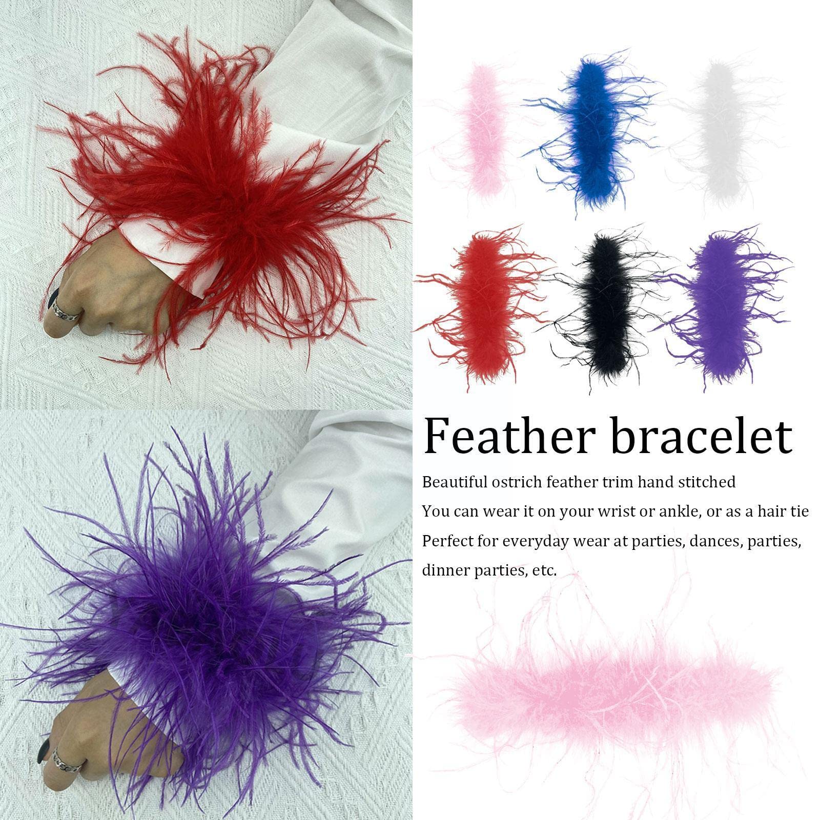 Cooluckday 2Pcs Women's Feather Slap Bracelets Watch Patting Circle Slap Ring Wrist Decoration Cuff Sleeves Slap Bangle Hair Accessories