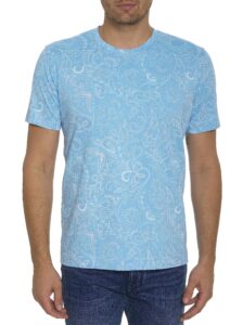 robert graham men's swanson short-sleeve knit t-shirt, light blue, x-large