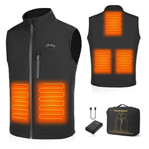 ecifee men's rechargeable heated windproof lightweight golf vest outerwear with pockets, softshell vests with battery for running hiking