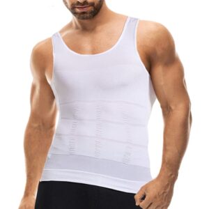 mistirik 1pcs compression shirts for men - mens slimming body shaper vest - tight tank top for men - compression shirt tank top (white, x-large)