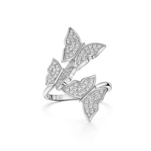 michooyel s925 cubic zirconia butterfly adjustable ring cz sterling silver finger ring statement ring for women