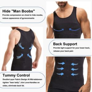 Mistirik 1Pcs Compression Shirts for Men - Mens Slimming Body Shaper Vest - Tight Tank Top for Men - Compression Shirt Tank Top (White, X-Large)