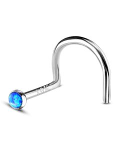 cocharm 10k white gold nose stud 20g blue opal screw nose stud for women men white gold cute twist nose stud