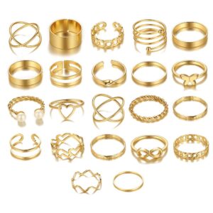 suonie 22pcs knuckle rings set for women men joint rings gold plated rings girls stackable finger rings to friend sisters birthday christmas gifts