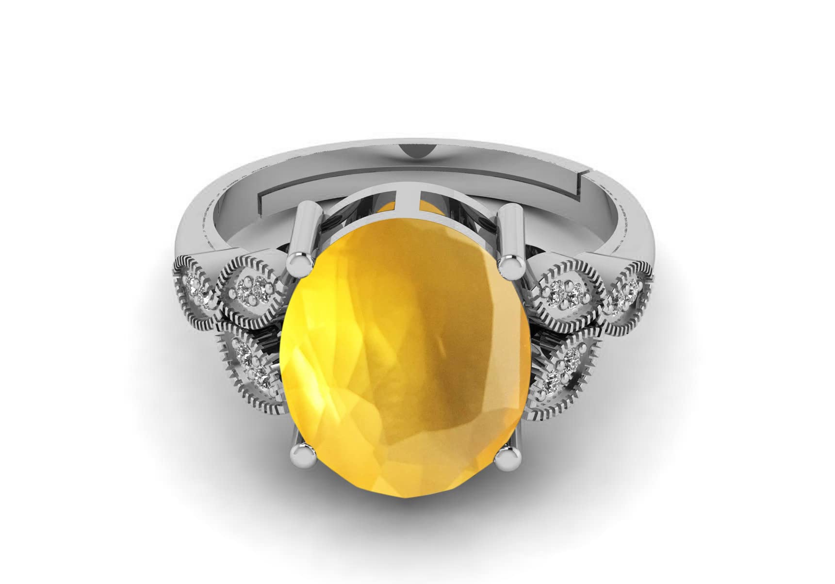 LMDPRAJAPATIS 9.00 Carat Natural Yellow Sapphire Stone Astrological Purpose Silver Plated Ring For Women's