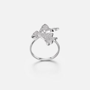 Michooyel S925 Cubic Zirconia Butterfly Adjustable Ring CZ Sterling Silver Finger Ring Statement Ring for Women