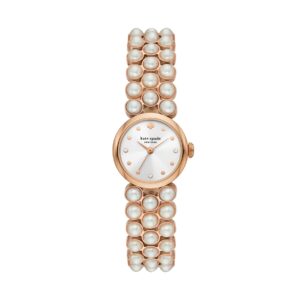 kate spade new york women's monroe pearl three-hand rose gold-tone stainless steel bracelet watch (model: ksw1784)