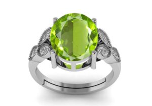 lmdprajapatis 7.25 carat peridot stone german silver beautiful anniversary ring for men and women