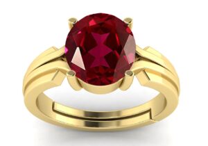 lmdprajapatis original ruby gold adjustable ring women's ring 5.25 ratti / 4.85 carat natural ruby gemstone ring