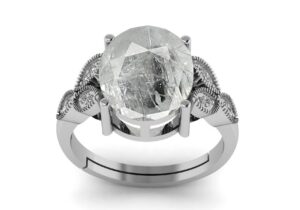 lmdprajapatis 8.25 carat white sapphire stone silver plated adjustable ring for men and women