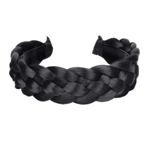 vowyore 5 strands synthetic braided headband - chunky wide plaited hair hoop hairpiece with teeth band for women girl