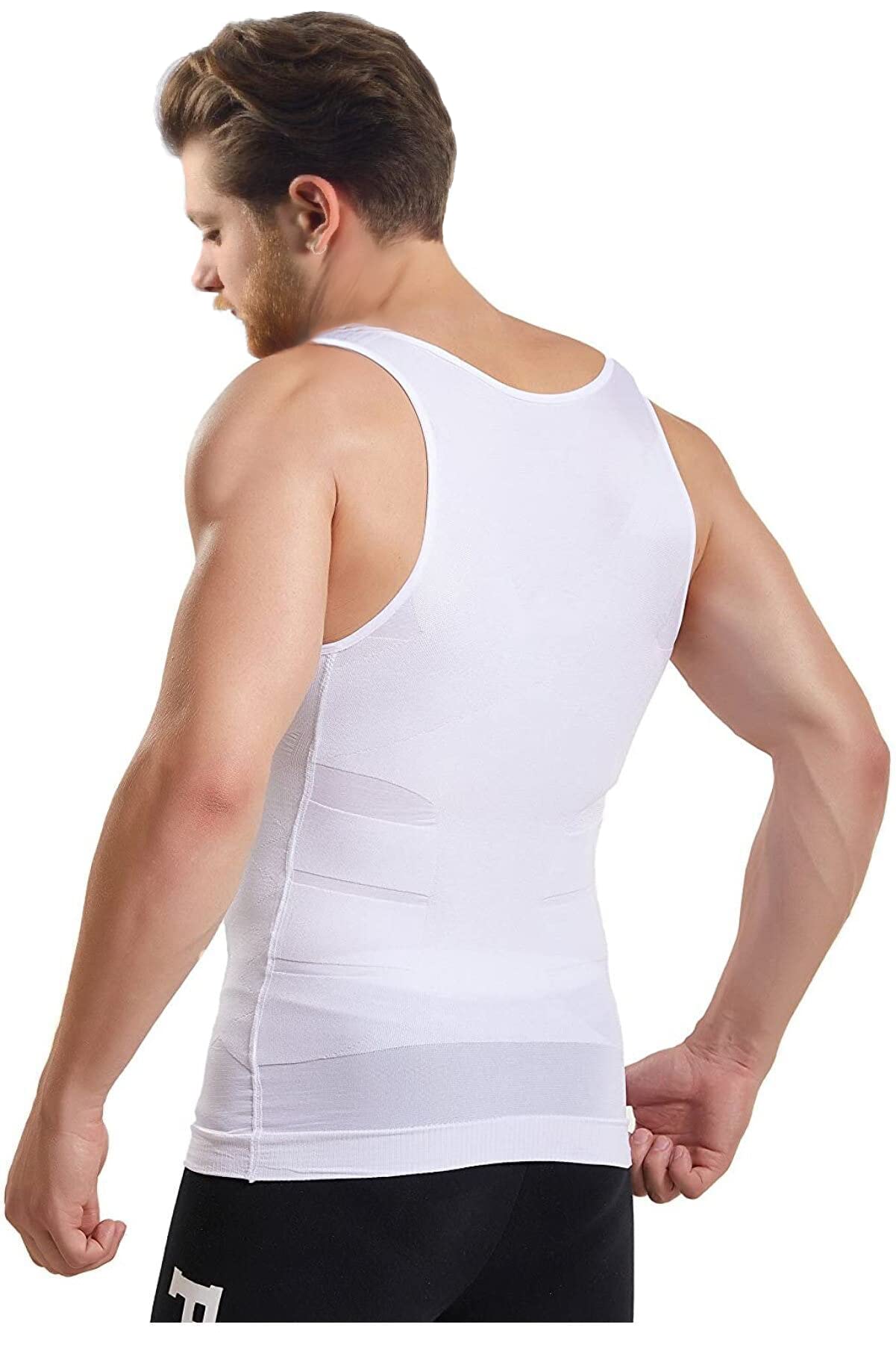 Mistirik 1Pcs Compression Shirts for Men - Mens Slimming Body Shaper Vest - Tight Tank Top for Men - Compression Shirt Tank Top (White, X-Large)