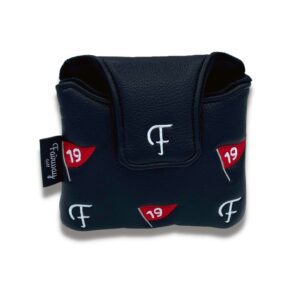 Fairway Golf | Mallet Putter Cover | Premium Putter Headcover Protector with Strong Velcro Closure | Fits Scotty Cameron Taylormade Odyssey etc. | 19th Hole Flag | Black