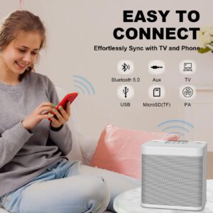 Fullife Karaoke Machine for Adults/Kids, Portable Bluetooth PA System with 2 Wireless Microphones, Home Speaker Echo/Vocal Cut, Singing Parties, Meetings, Picnic, White, (YS203)