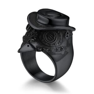 bandmax black raven animal ring for men goth plague doctor ring for biker stainless steel vintage gothic jewelry for women