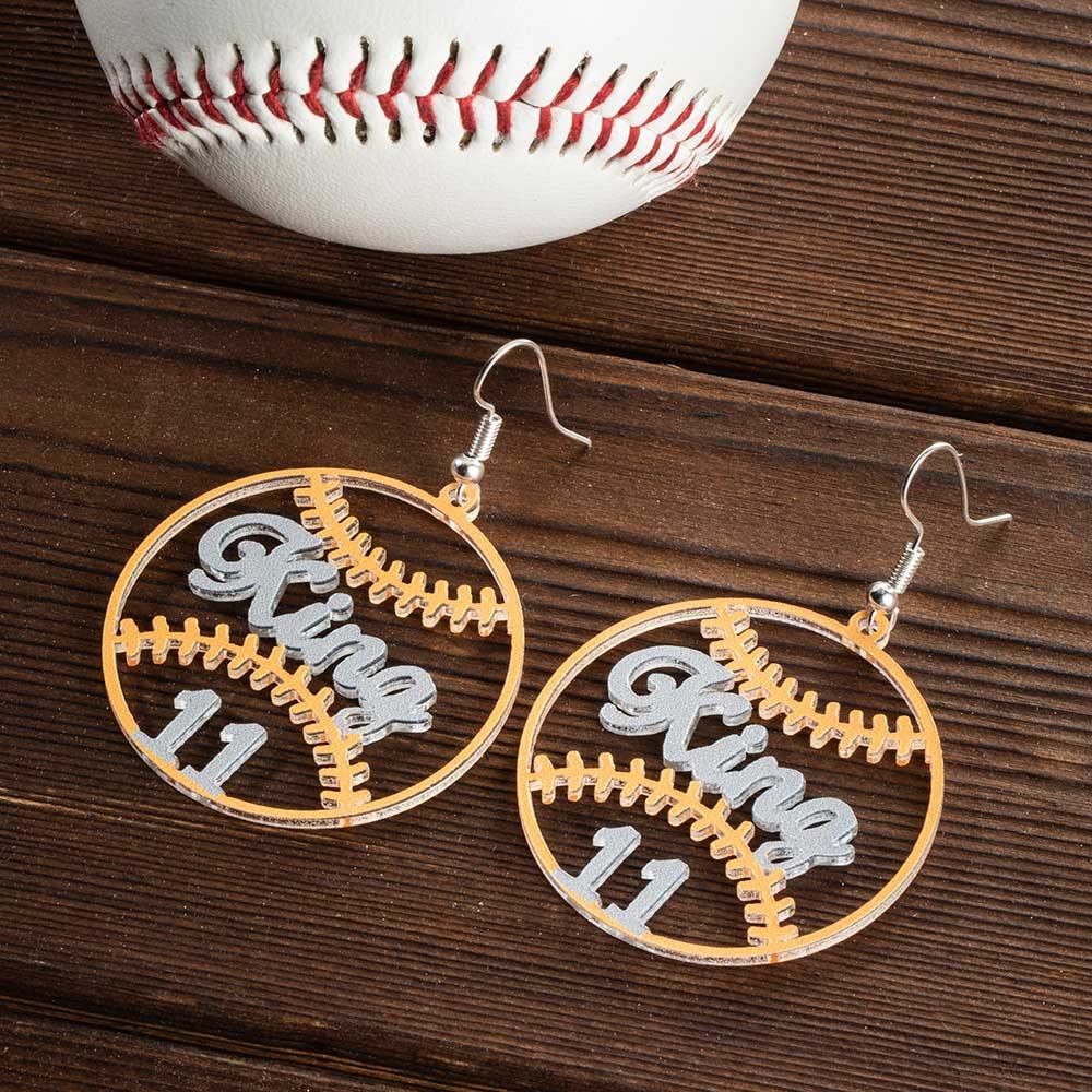 Custom Baseball Earrings For Women Lightweight Baseball Number Drop Dangle Earrings For Daughter Personalized Name Baseball Mom Earrings Gifts For Sister Mother Grandma