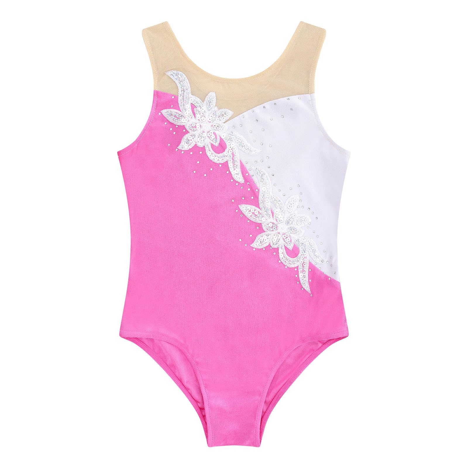 Linjinx Gymnastics Leotards for Girls One-piece Sparkle Diamonds Metallic Ballet Dancing Athletic Bodysuit Jumpsuit Pink 12 Years