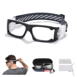 soogree basketball goggles anti fog protective sports goggles for men (matte black frame white pad)