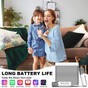 Fullife Karaoke Machine for Adults/Kids, Portable Bluetooth PA System with 2 Wireless Microphones, Home Speaker Echo/Vocal Cut, Singing Parties, Meetings, Picnic, White, (YS203)