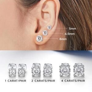 MomentWish Stud Earrings for Women with Christmas Gift Bag, 2Carat Simulated Moissanite Earrings 925 Sterling Silver Solitaire Earrings, Christmas Anniversary Holiday Gifts for Her