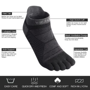 VWELL Toe Socks for Men/Women, COOLMAX Five Finger Socks, High Performance Athletic Toe Socks No Show (3Pairs)