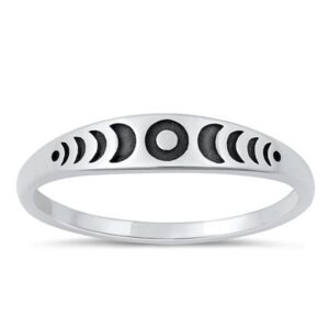 cute moon phases ring new .925 sterling silver astrological band size 5