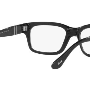 Persol PO3301V Rectangular Prescription Eyewear Frames, Black/Demo Lens, 57 mm