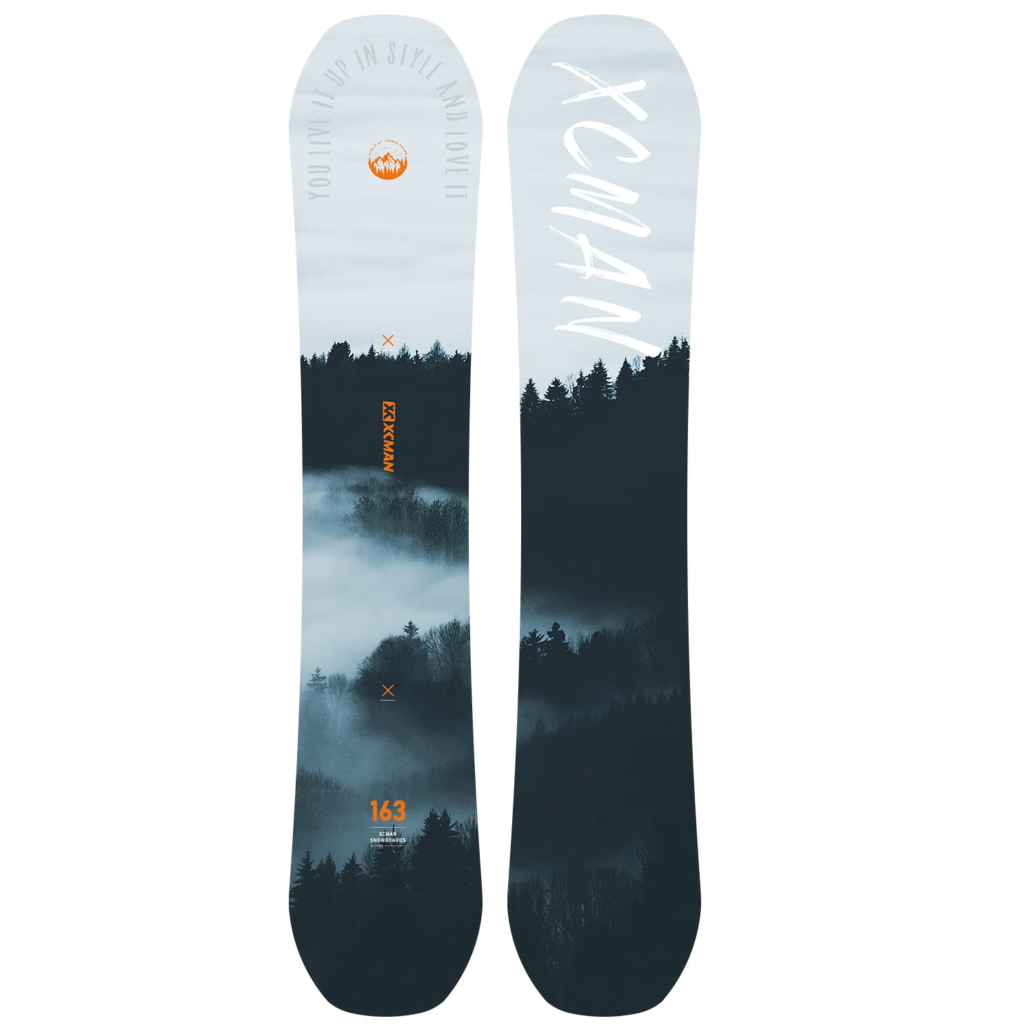 XCMAN Freeride Snowboard Beginner All Mountain,The Best All-Terrain, Dual-Directional, Hybrid Snowboard for All Levels-Mountains Clouds