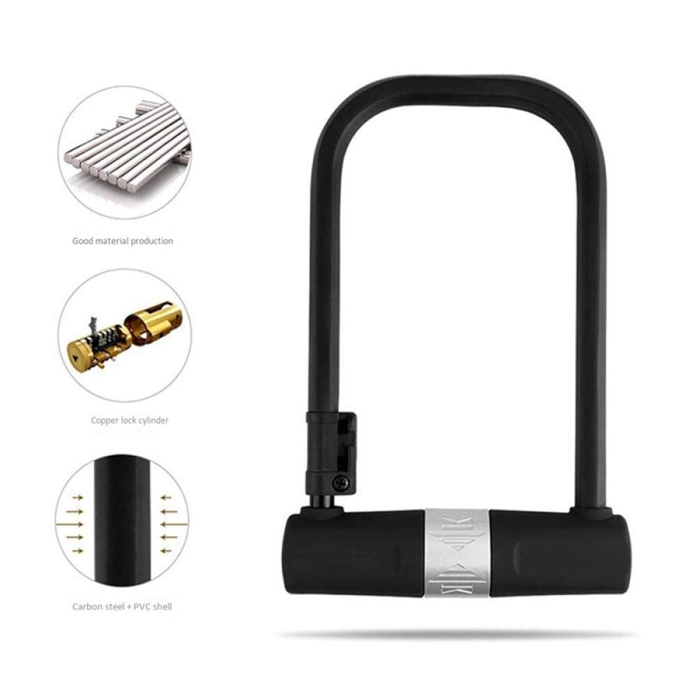 MGUOTP Bicycle Lock Bike U Lock Bicycle Security Bike Safety Bracket Shear Resistant Lock Convenient Lock Frame Key Bicycle Accessories Bike Locks (Color : Black)