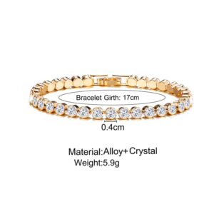 ZAHSY Gold Tennis Bracelet Cubic Zirconia Bracelets for Women Rhinestone Tennis Bracelets for Women Birthday Christmas Gifts Gold Chain Link Bracelet