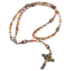 Our Lady of Grace Multi-Color Jade Stone Rosary Beads Catholic for Women and Rosary Bracelet for Women Set,Rosary & Miraculous Medal Bracelet,Catholic Rosary, Stone, Amethyst