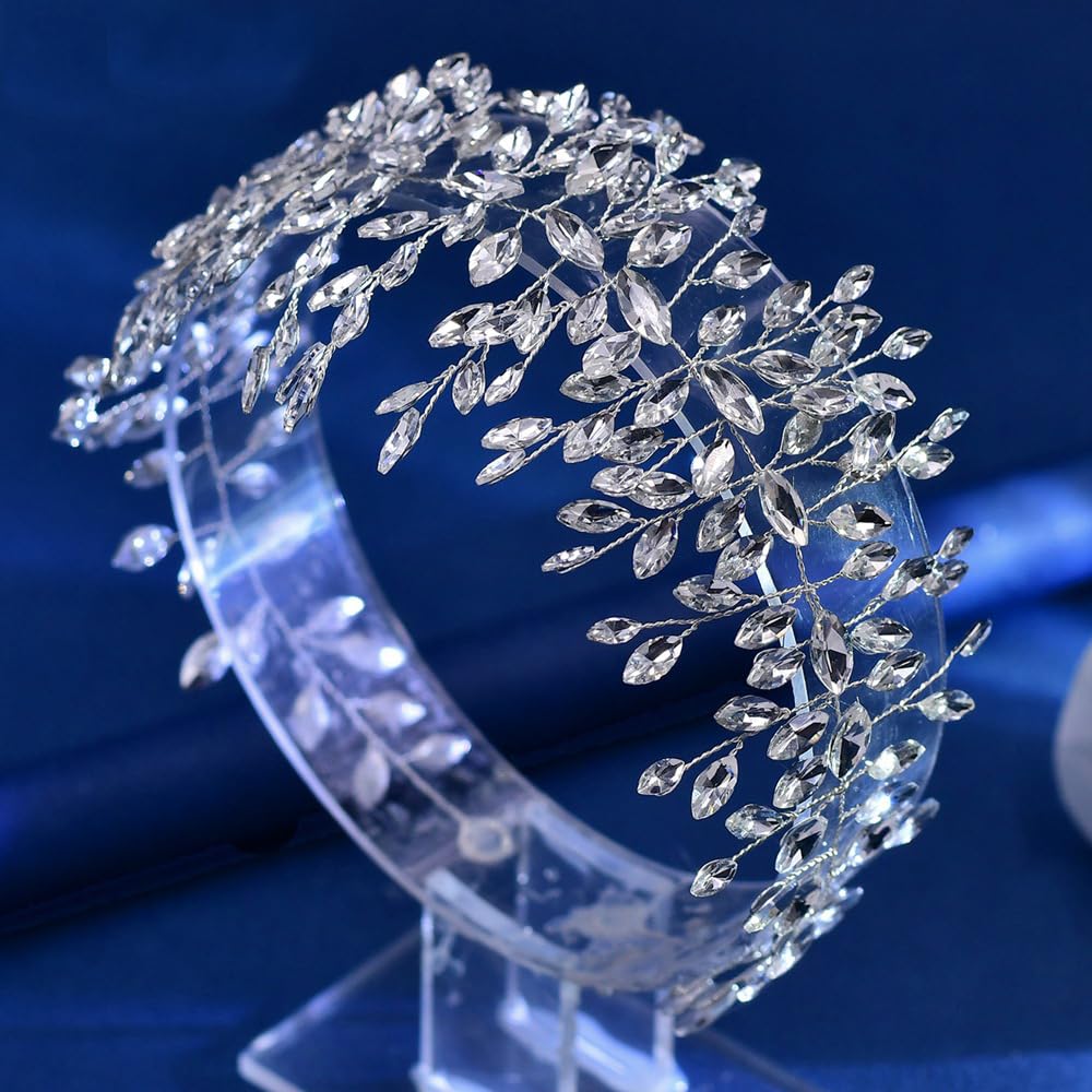 LOVFOIVER Rhinestone Bridal Headpiece for Wedding Hair Pieces Crystal Wedding Hair Accessories for Brides and Bridesmaid