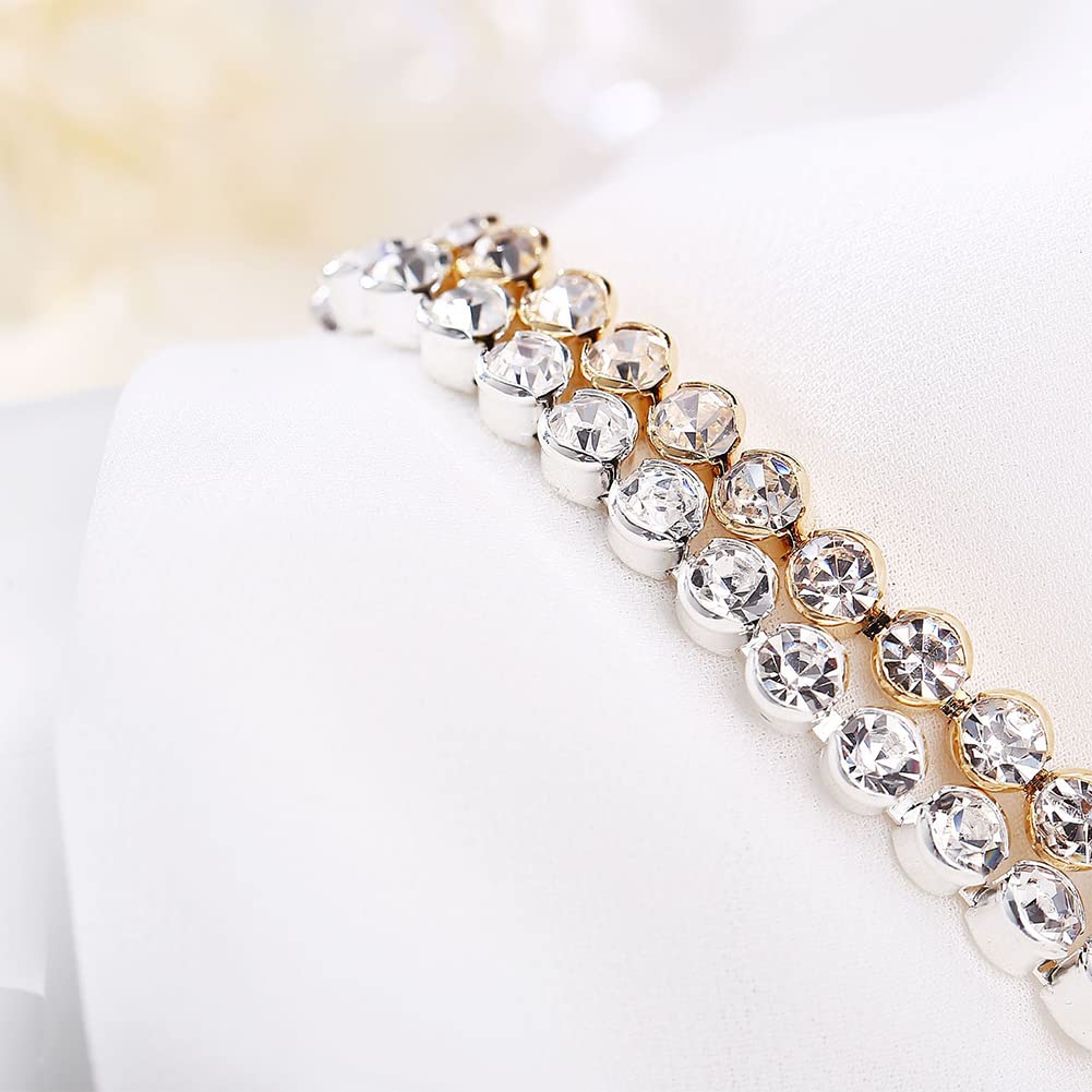 ZAHSY Gold Tennis Bracelet Cubic Zirconia Bracelets for Women Rhinestone Tennis Bracelets for Women Birthday Christmas Gifts Gold Chain Link Bracelet