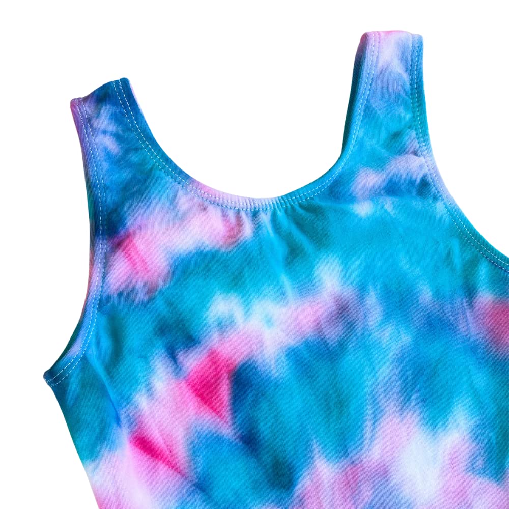 GymnasticsHQ DIY Tie Dye Leotard Kit - Pink & Turquoise - Makes cute, custom leotard for girls gymnastics (Adult Small)