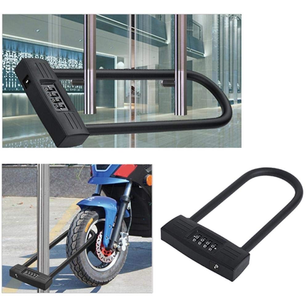 MGUOTP Bicycle Lock Bicycles U Lock Heavy Duty Anti-Theft Bike Combination Lock Combo Gate Lock for Bike Scooter Motorcycles Bike Locks (Color : Black)