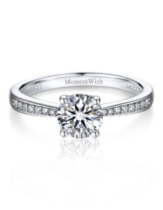 momentwish promise rings for her, 1carat moissanite, d color vvs1 simulated diamond 925 sterling silver accent rings-size6