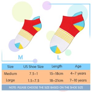 Comfoex Boys Socks 4-6 6-8 8-10 Years Old Ankle Athletic Cotton Socks For Kids Short Half Cushioned Socks 6 Pairs